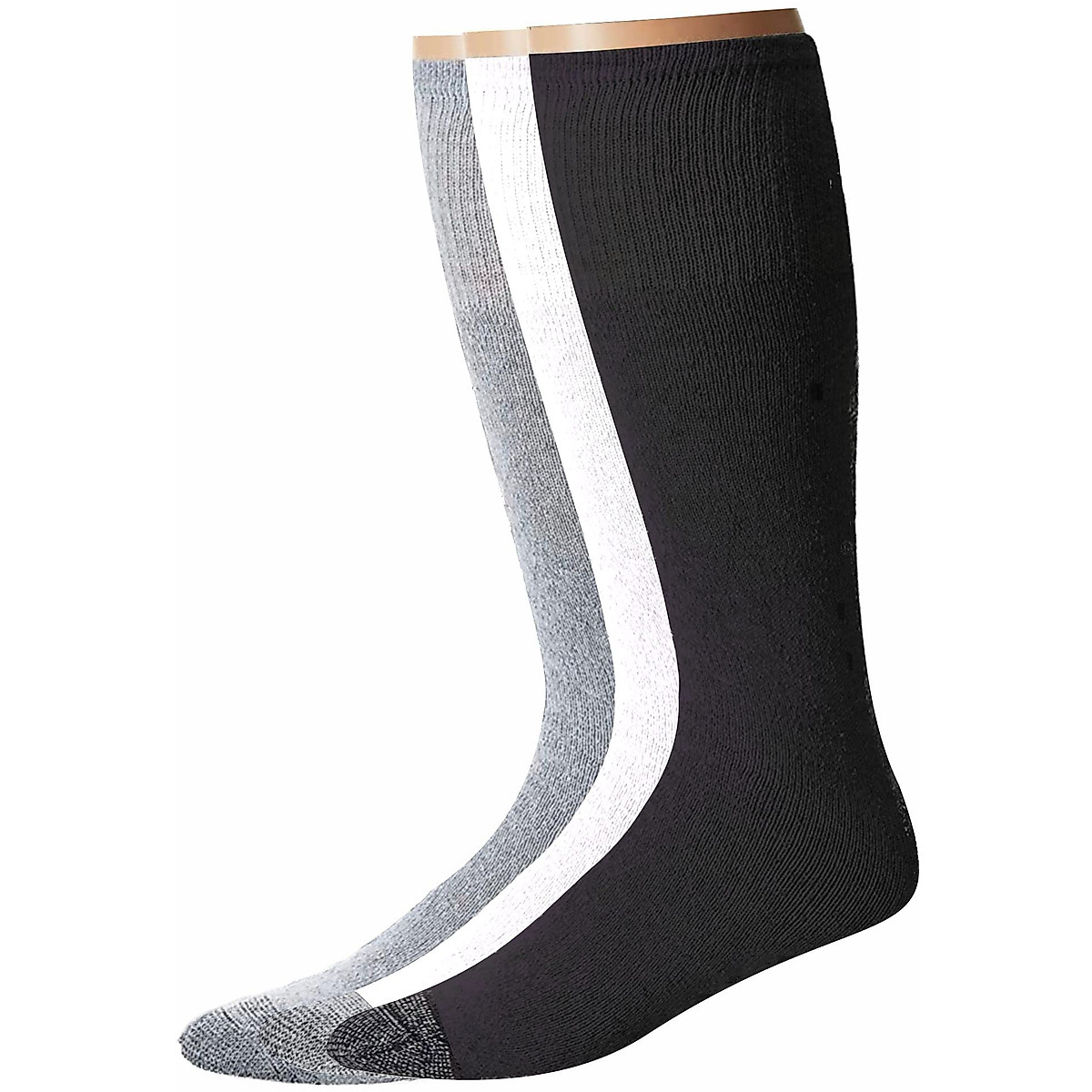 Diamond Star Tube Socks Men 6 Pairs Premium Cushion Cotton Over The Calf Athletic Knee High Socks For Men 13-16 (Multi Colors 2 Black,2 Grey,2 White)