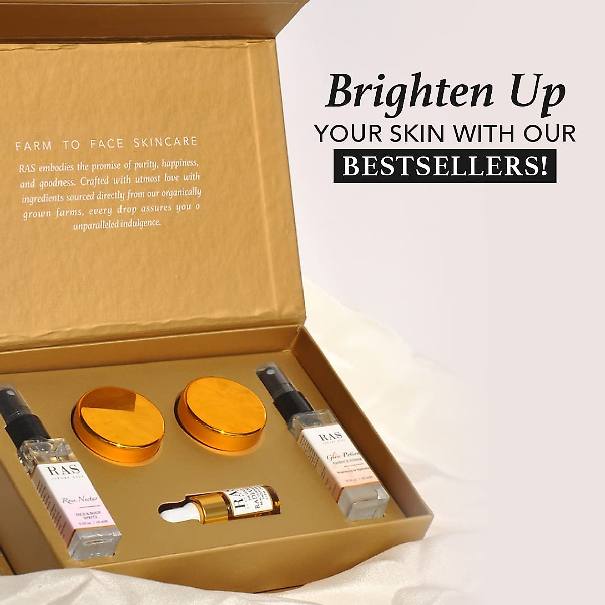 Quick Glow Kit, Hydrating Essence Toner, Exfoliating Face Cleanser, 24K Gold Face Elixir, Face Gel Serum, Face & Body Toner | Smoothens & Softens Skin, Deep Cleanser | Set of 5 - RAS LUXURY OILS