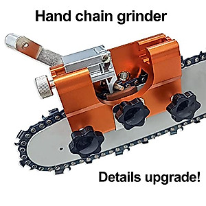 Firlar Chainsaw Sharpener Kit, Chainsaw Chain Sharpening Jig, Hand Crank Chainsaw Blade Sharpener, Portable Chainsaw Sharpening Tool for Chain, Lumberjack, Garden Worker, 3 Grinding Head