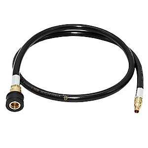 Flame King Quick Connect Hose for RV, Van, Trailer, LP Gas Only, 48 inches (4-Ft), 1/4" ID Thermo Plastic Hose Assembly, 100395-48a , Black