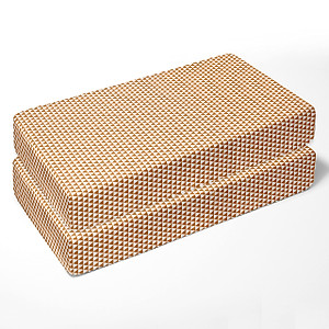 Bacati - 2 Pack Tribal/Aztec/Triangles Silky Soft Breathable 100% Cotton Muslin Baby Crib Fitted Sheets - Fits Standard 28 x 52 x 5 Crib & Toddler Mattresses (Orange Triangles)