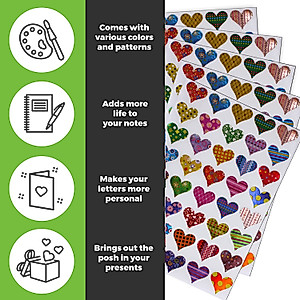 Royal Green Foil Heart Stickers in Gold Heart Shape Labels for Art and Crafts Permanent Adhesive - 400 Pack