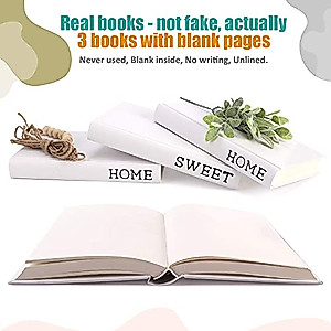 Decorative White Books,Farmhouse Stacked Books,Hardcover Books Decorative ,Home|Sweet|Home(Set of 3) Stacked Books for Decorating Coffee Tables and Shelves