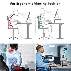 WALI Monitor Stand Riser, Adjustable Laptop Stand Riser Holder, 3 Height Adjustable Underneath Storage for Office Supplies (STT003), 1 Pack, Black