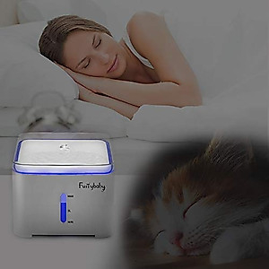 furrybaby Cat Drinking Water Fountain, LED Automatic Pet Water Dispenser with Water Level Window 2L Ultra Quiet Indoor Intelligent Pet Fountain for Cats, Dogs with 2 Filters, White (2L, Pure White)