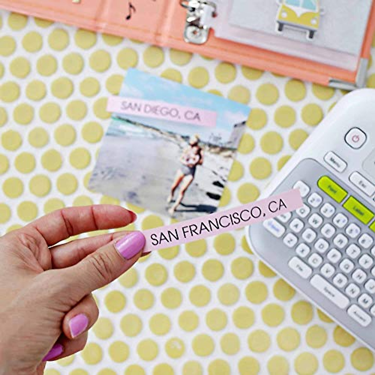 MarkDomain Compatible Label Tape Replacement for Brother TZe TZ Laminated P Touch Label Maker Tape for PT D210 H110 D600 1230PC 1280, Black on Clear/Purple/Blue/Pink/Mint Green/Berry Pink/Lime Green