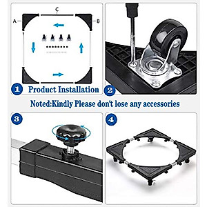 Movable Base Size Adjustable Washing Machine Base for Dryer Refrigerator Telescopic Furniture Dolly Roller with Swivel Locking Casters (4 Wheels) 16-22"