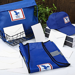 Hicarer Mailman Costume Adult Mail Carrier Costume Kit Halloween Costume for Adults Career Cosplay Halloween Postal Costume (Large)