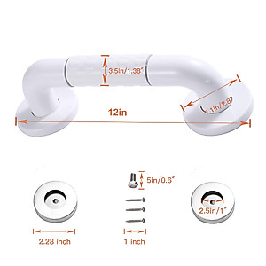 12 Inch Shower Grab Bars For Seniors Chrome Stainless Steel Bathroom Safety Grab Bar For Bathtubs And Showers Night Vision Luminous Circles Bathtub,Toilet, Bathroom,Kitchen,Stairway Handrail Anti-Slip