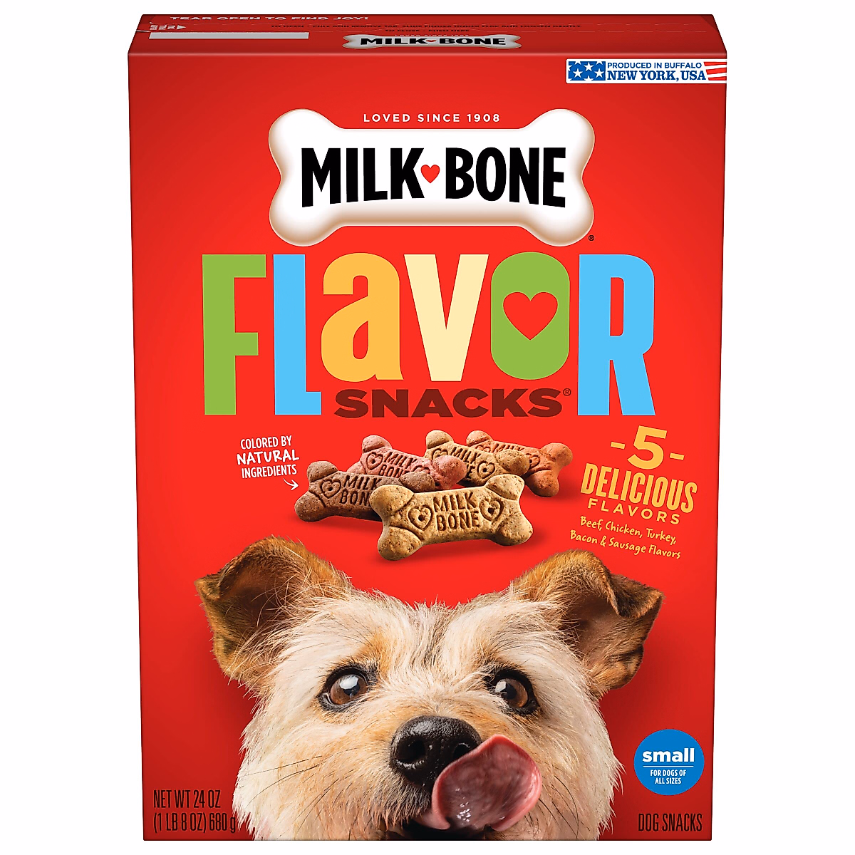 Milk-Bone Flavor Snacks Dog Treats, Small Biscuits, 24 Ounce Crunchy Texture Helps Reduce Tartar