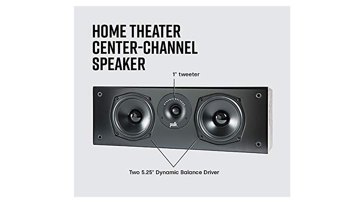 Polk Audio T30 Home Theater Center Channel Speaker - Deep Bass & Clear ...