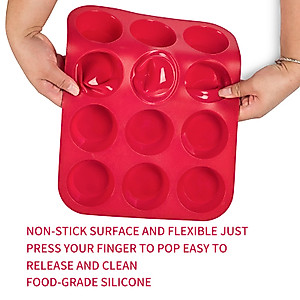 AIMLOT Muffin Pan Cupcake Set, Non-stick Silicone Muffin Pan for Making Muffin Cakes, Tart, Bread, BPA Free and Dishwasher Safe