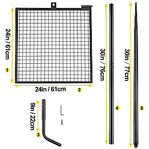 VEVOR Swivel Grill, Heavy Duty Steel Campfire Grill,Single Layer Open Fire Grill, 24" x 24" Campfire Swivel Grill with Heat Dissipation Handle, Campfire Grill Stake for Outdoor Open Flame Cooking