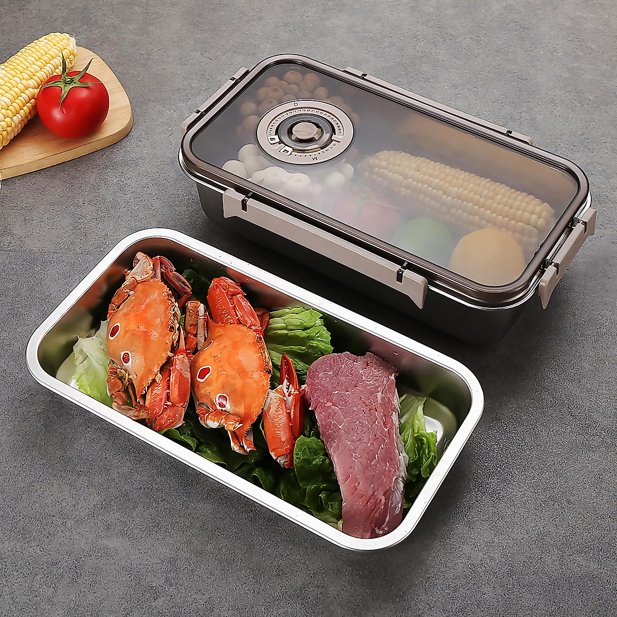 pobowlgarls Large Stainless Steel Food Storage Containers, Food Containers with Lids for Kitchen, Picnic, Travel, Durable, Leak-Proof Design Set of 3 sizes