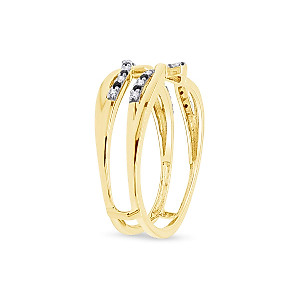 0.24 Carat Black & White Cubic Zirconia Twist Enhancer Guard Ring 14K Yellow Gold Over Sterling Silver Ring Size-6