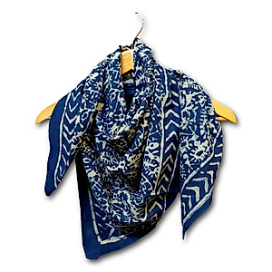 Homestead Scarf for Women Lightweight Dabu Floral Spring Summer Shawl Wrap