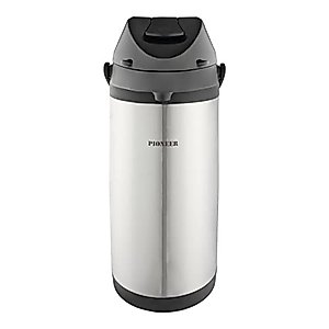 Pioneer Flasks Stainless Steel Airpot Hot Cold Water Tea Coffee Dispenser Conference Event Flask, 5 litres, SS50HC, Silver