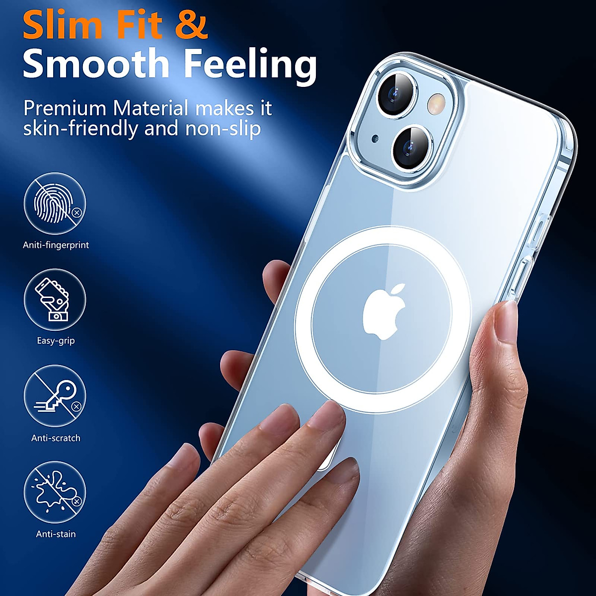 SPIDERCASE for iPhone 14 Case/iPhone 15 Case, [15 FT Military Grade Drop Protection] Magnetic [Crystal Clear] 2 Pack [Tempered Glass Screen Protectors+Camera Lens Protectors] Slim Case, Clear