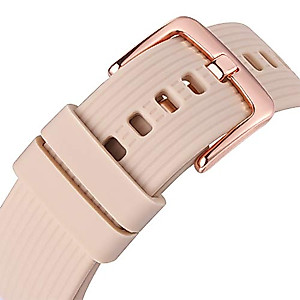 TECKMICO Galaxy Watch Bands,20mm Silicone Replacement Bands Compatible for Samsung Galaxy Watch 42mm with Rose Gold Watch Buckle for Women Men Gift (Sand Pink, Rose Gold Buckle)