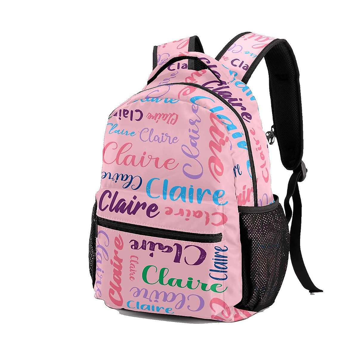 ZAACUSTOM Polyester Custom Bookbag with Name Text Elementary Kids Girls Personalized School Backpack Customize Book Bag, Stylish, Waterproof, Unique, Adjustable Shoulder Straps, 1 Pack
