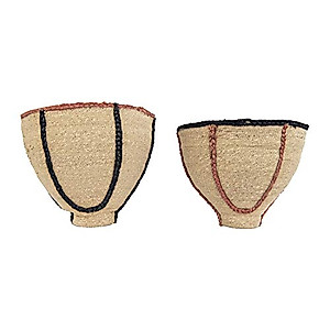 Creative Co-Op 15" & 16" Handwoven Natural Seagrass Jute Trim (Set of 2 Sizes) Baskets, Multicolor