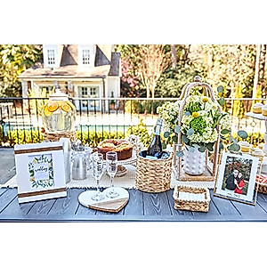 Mud Pie Water Hyacinth Ice Bucket Set, Bucket 8.5" x 7.5" Dia | Scoop 8.75"