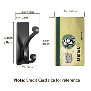 jockcaras Adhesive Wall Hook for Towel/Coat - Extra Sticky 10LB Stainless, Stick on Hanger for Bath or Shower, Matt Black 4-Pack