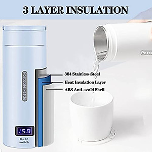 Travel Electric Kettle Small Portable Electric Kettle, 380ML Mini Tea Kettle with 4 Variable Presets, 304 Stainless Steel Kettle Water Boiler, Auto Shut-Off & Boil Dry Protection, BPA Free(Blue)