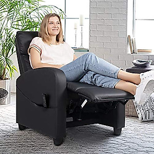 SMUG Recliner Chair, PU Leather Massage Chair Full Body Living Room Chair Adjustable Home Theater Seating Winback Single Sofa Chair Padded Seat Push Back Recliners Armchair for Living Room