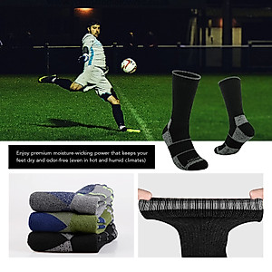 JOYNÉE Mens Crew Full Cushion Athletic Running Socks with Moisture Wicking Mid-Calf Casual Socks 6 Pack