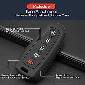 INFIPAR 2pcs Compatible with Ford Escape Edge Expedition Explorer Fiesta Flex Focus Taurus C-Max Lincoln Navigator MKS MKT MKX MKZ Black Key Fob Cover Case Key Chain Protector