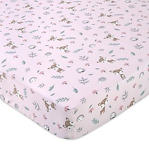 Fisher Price Cotton Fitted Crib Sheet Woodland Wonders Forest Themed Nursery Bedding Sheet 28 x 52” Fitted Crib Sheet for Girls for Standard Crib Mattress