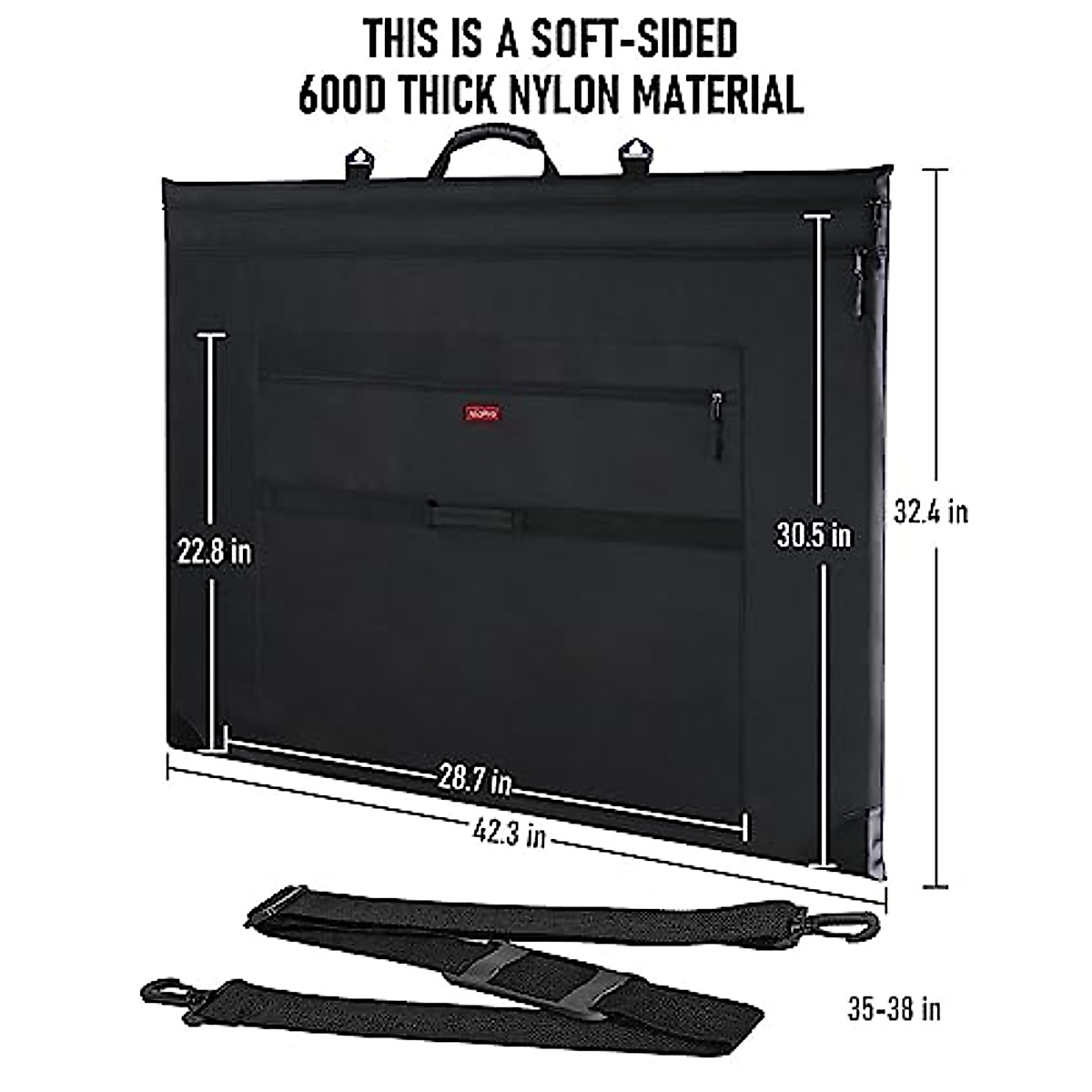 Nicpro Light Weight Art Portfolio Bag, 32 x 42 Extra Large Art Portfolio Case with Detachable Shoulder Strap, Leather Corners, Carrying Storage Case for Artwork, Canvas, Poster, Sketching, and Drawing