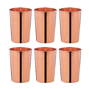 Pure Copper Tumbler Set of 6, UNLINED, UNCOATED and LACQUER FREE, 350 Ml (11.8 US Fl Oz) Capacity For Ayurveda Health Benefits