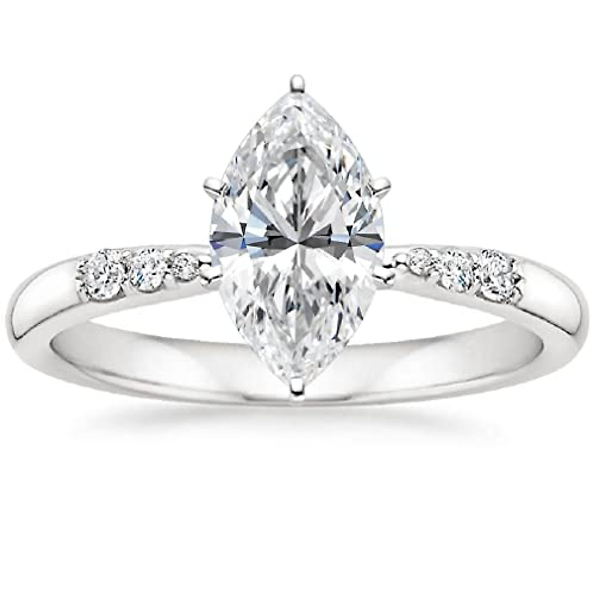 10K Solid White Gold Handmade Engagement Ring 1.0 CT Marquise Cut Moissanite Diamond Solitaire Wedding/Bridal Ring Set for Women/Her Propose Ring (9)