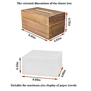 JFFCESTORE Facial Tissue Paper Box Cover Holder Durable Pine Wooden Square Tissue Box with Sliding Bottom for Bathroom, Bedroom, Dinner Table, Office (Brown Rectangular)