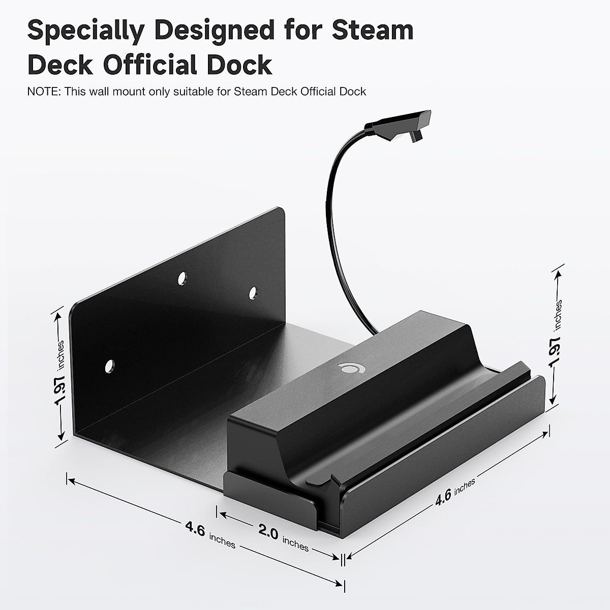 KUNSLUCK Wall Mount for Steam Deck Dock Official, Steam Deck Dock Wall Mount Stand, Mount Your Steam Deck on the wall or Near TV