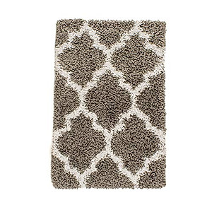 Super Area Rugs Modern Geometric Design Soft Shag Rug, Gray & White, 2' x 3'