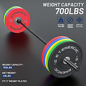 E.T.ENERGIC Olympic Barbell Bar 7 Foot Load 1500-lbs Capacity Available, for Gym Home Exercises, Weightlifting, Powerlifting