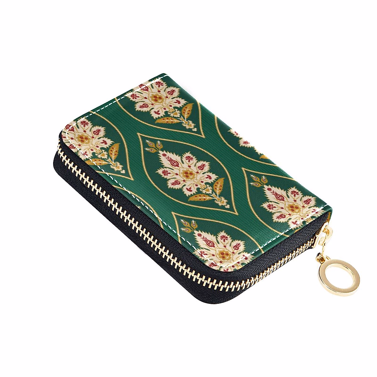 linqin Various Whimsical Flowers Teens' Small Secure Leather Zipper Pocket Wallet with RFID Blocking for Business