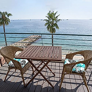 TWLEAR Indoor/Outdoor Wicker Chair Cushions, U-Shape Tufted Patio Seat Cushions All Weather for Outdoor Furniture Home Garden Office Chair Use, 19”x19”x5”, 2 Pack, Blue Calliopsis