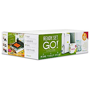 AccuQuilt Ready. Set. GO!® Ultimate Beginner Fabric Cutting System with Fabric Cutter, Mix and Match Die Block, and Cutting Mats for Quilting Projects, Original Handle