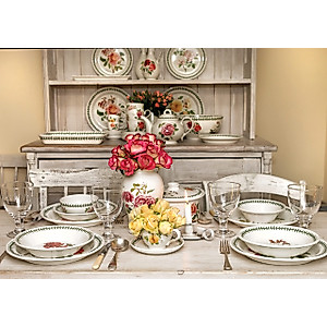 Portmeirion Botanic Roses 5-Inch Bowl with Fragrant Cloud Motif, Dishwasher, Microwave, and Warm Oven Safe, Ceramic bowls for Dessert, Ice Cream, and Oatmea