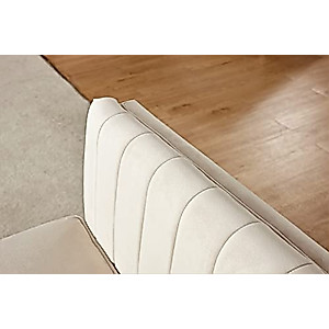 Container Furniture Direct Modern Luxury Velvet Couch for Living Room with High Density Foam, Soft Fabric Upholstery, Removable Cushions and Solid Wood Legs, 83'' Wide 3 Seater Sofa, Beige