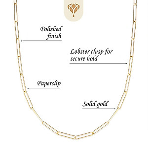 The Diamond Deal 10k SOLID Yellow Gold 4.2mm Lite Paperclip Chain Necklace or Bracelet for Pendants and Charms with Lobster-Claw Clasp (7.5", 18", 24 inch)