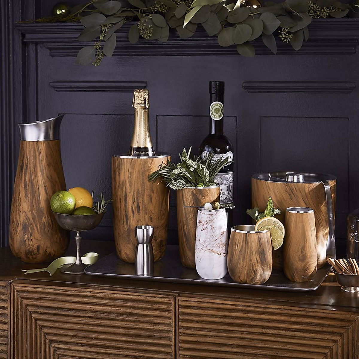 S'well Stainless Steel Wine Tumbler - 9 Fl Oz - Teakwood - Triple-Layered Vacuum-Insulated Container Designed to Keep Drinks Colder, Longer - BPA-Free Barware Accessories