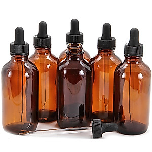 Vivaplex, 6, Amber, 4 oz Glass Bottles, with Glass Eye Droppers