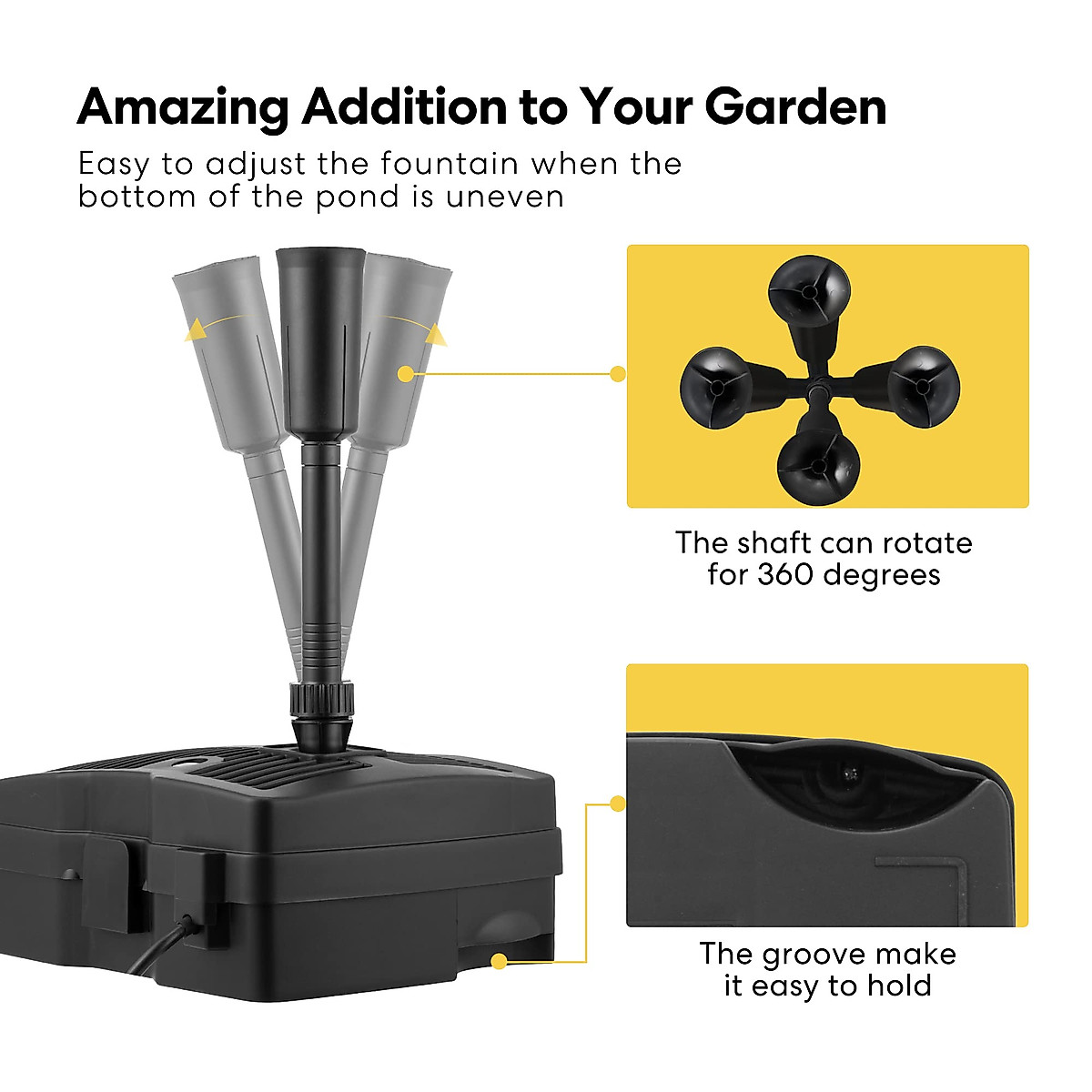 VIVOHOME 660 GPH Submersible Pond Filter Pump Fountain Kits with Sterilizer Suitable for Ponds of 1180 Gallons, Water Pump Built In