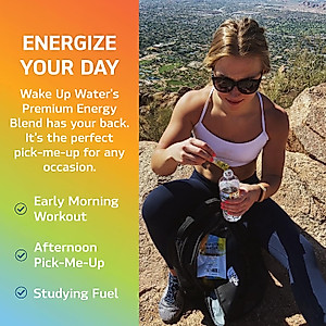 Wake Up Water - Energy + Hydration Sugar Free 15 Packet, Lemon Flavor - Energy Drink Powder, Electrolytes Powder Drink, Natural Caffeine Mix Packet, B Vitamins, 5 Calories, Gluten Free - .10 oz (2.9g)