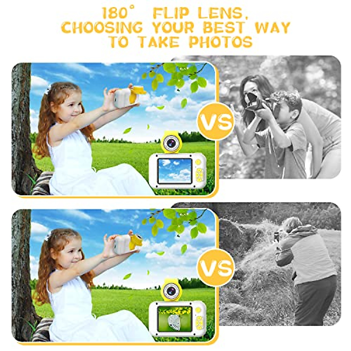 Kid Camera,ARNSSIEN Camera for Kid,2.4in IPS Screen Digital Camera,180°Flip Len Student Camera,Children Selfie Camera with Playback Game,Christmas/Birthday Gift for 4 5 6 7 8 9 10 11 Year Old Girl Boy